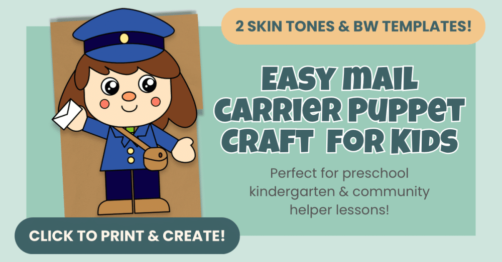Mail Carrier Craft for Kids – Cut and Paste Paper Bag Puppet - Simple ...