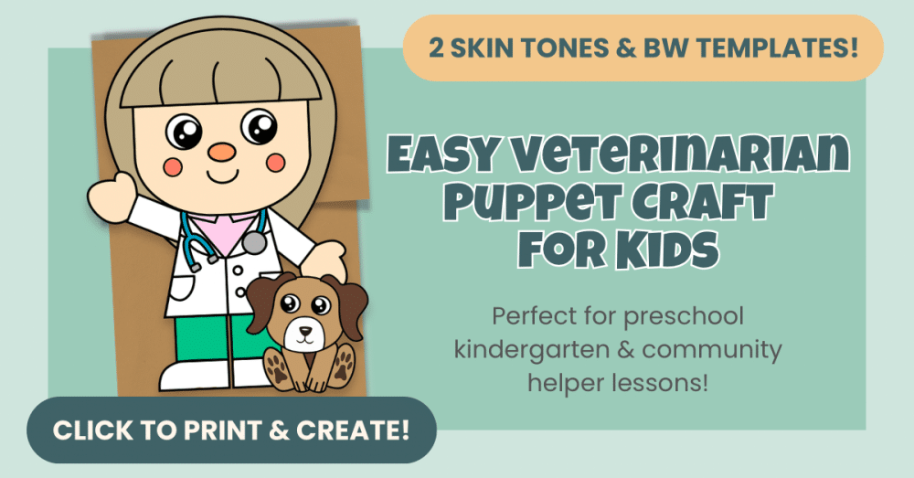 Veterinarian Paper Bag Puppet Craft for Kids (Easy Community Helper ...