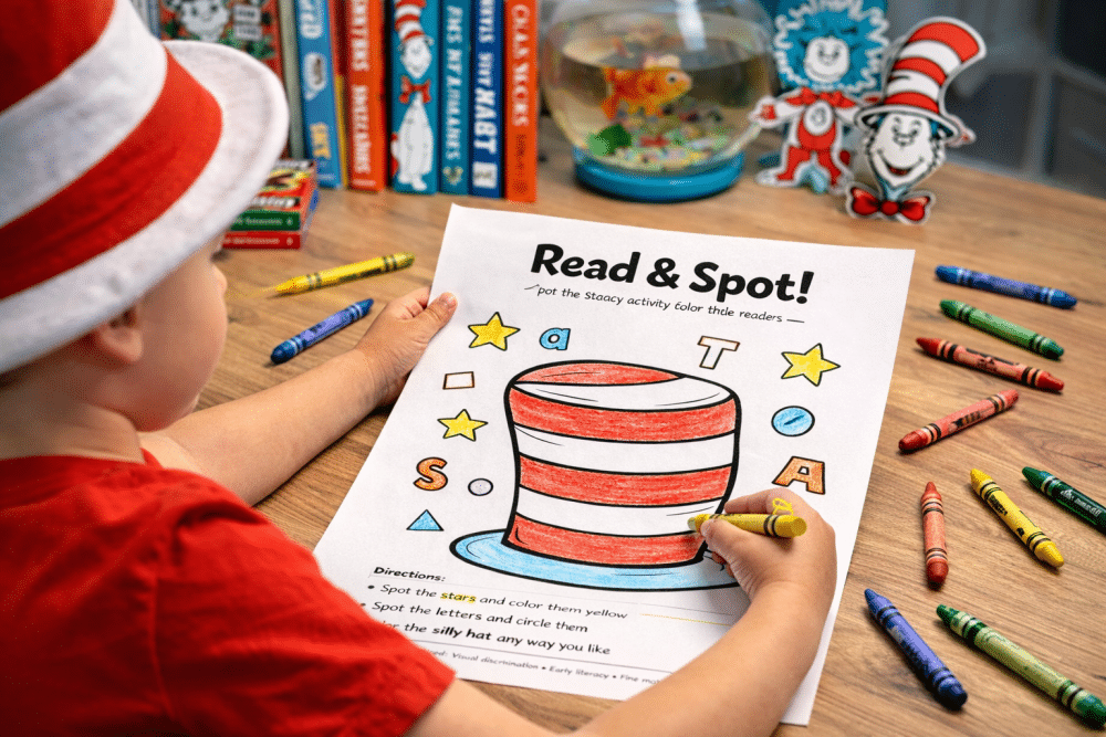 FREE Read & Spot Literacy Activity for Dr. Seuss Day (Preschool ...