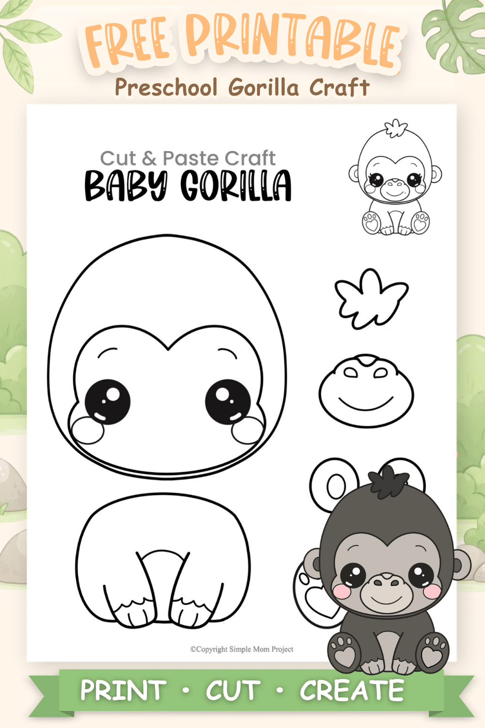 Free Printable Baby Gorilla Craft Template (Easy Activity for Kids ...