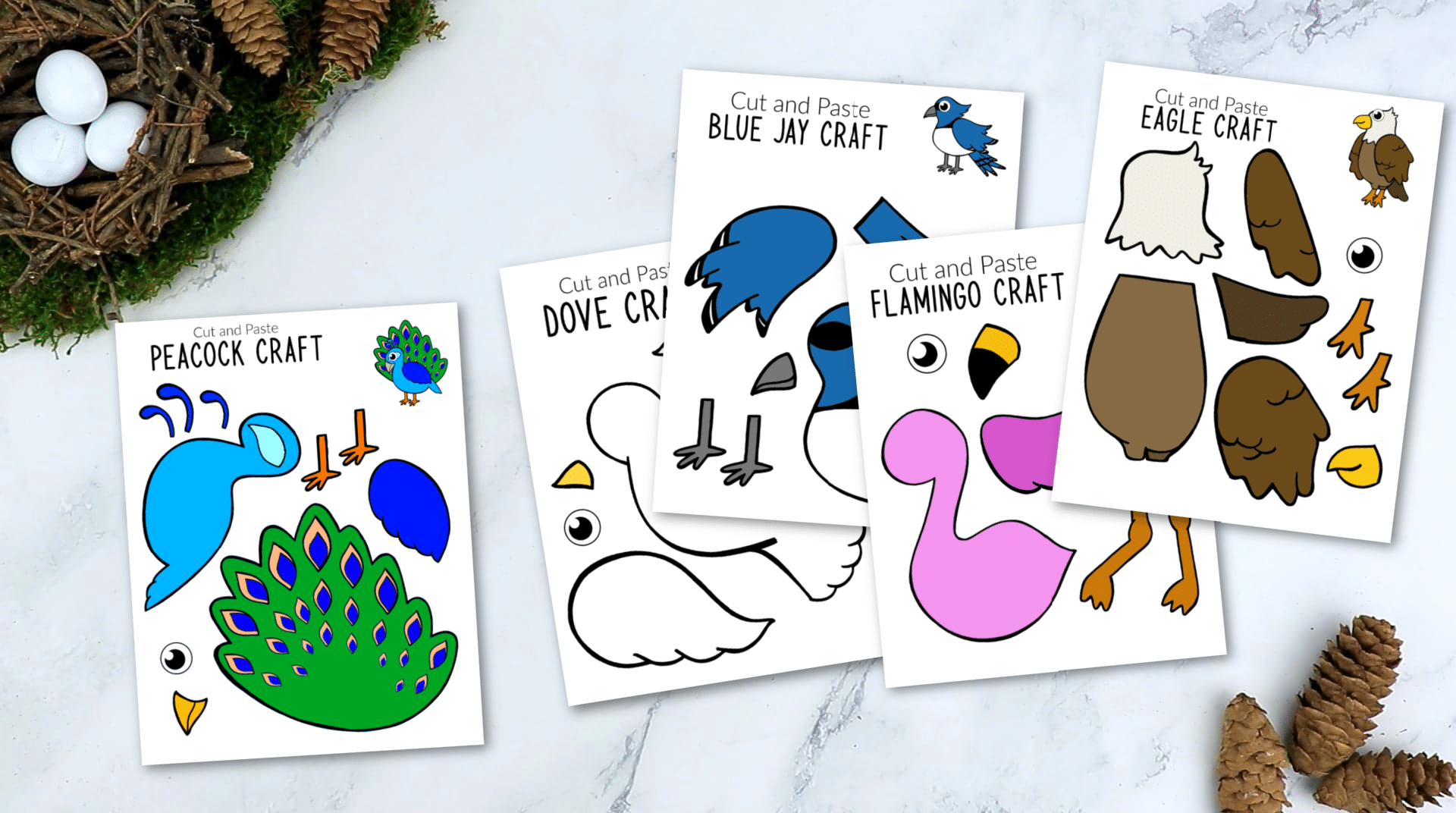 Bird Cut and Paste Printable Templates Bundle - Simple Mom Project
