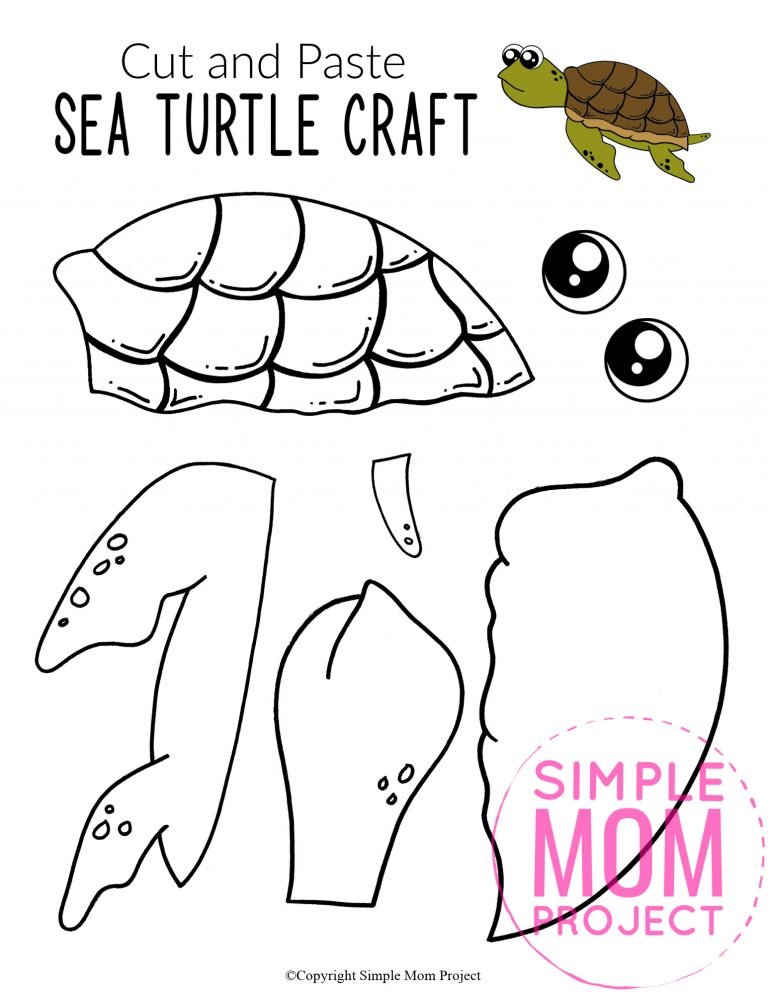 Cut and Paste Sea Turtle Craft for Kids with Free Template – Simple Mom ...