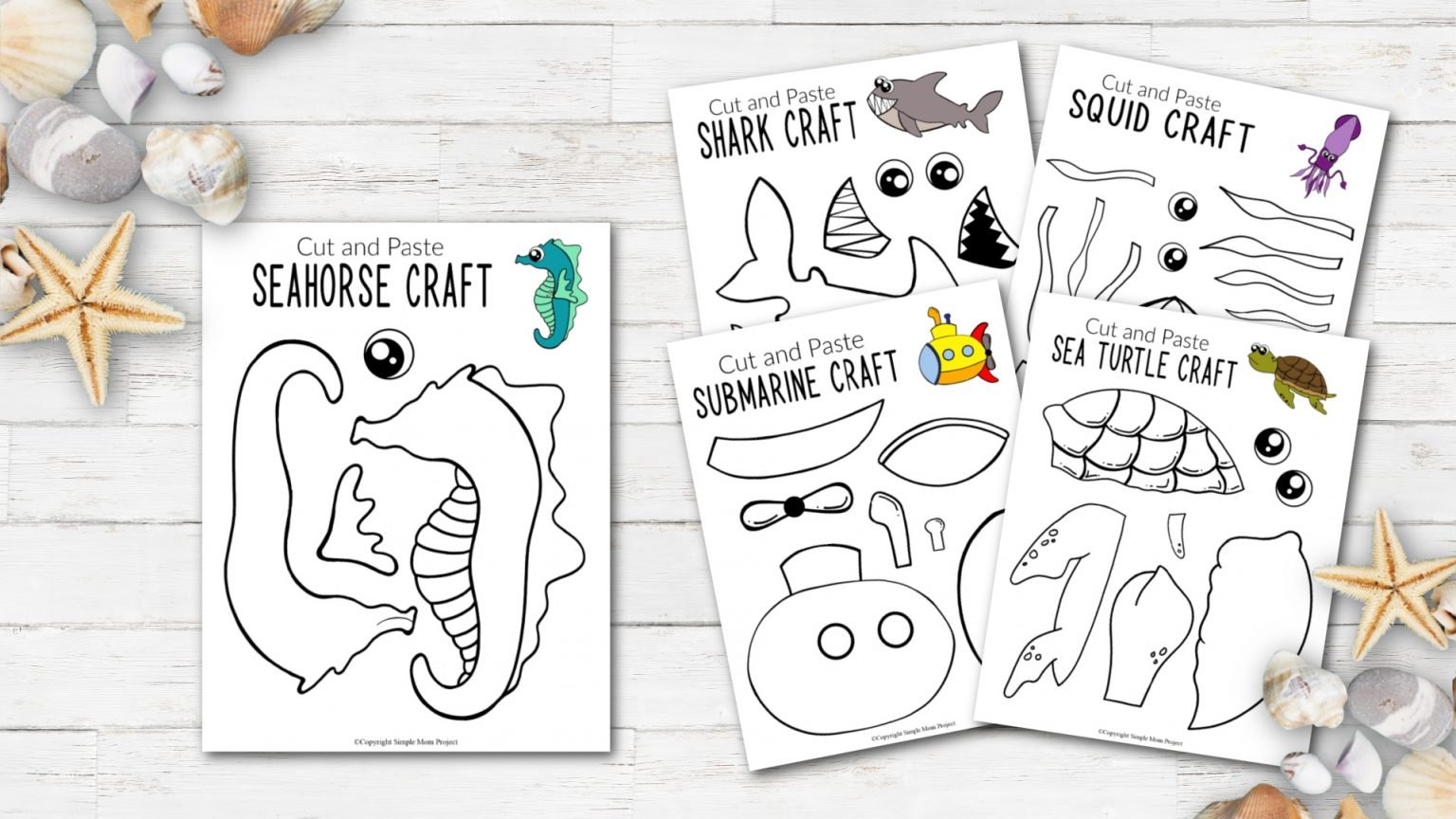 Ocean Cut and Paste Printable Templates Bundle – Simple Mom Project
